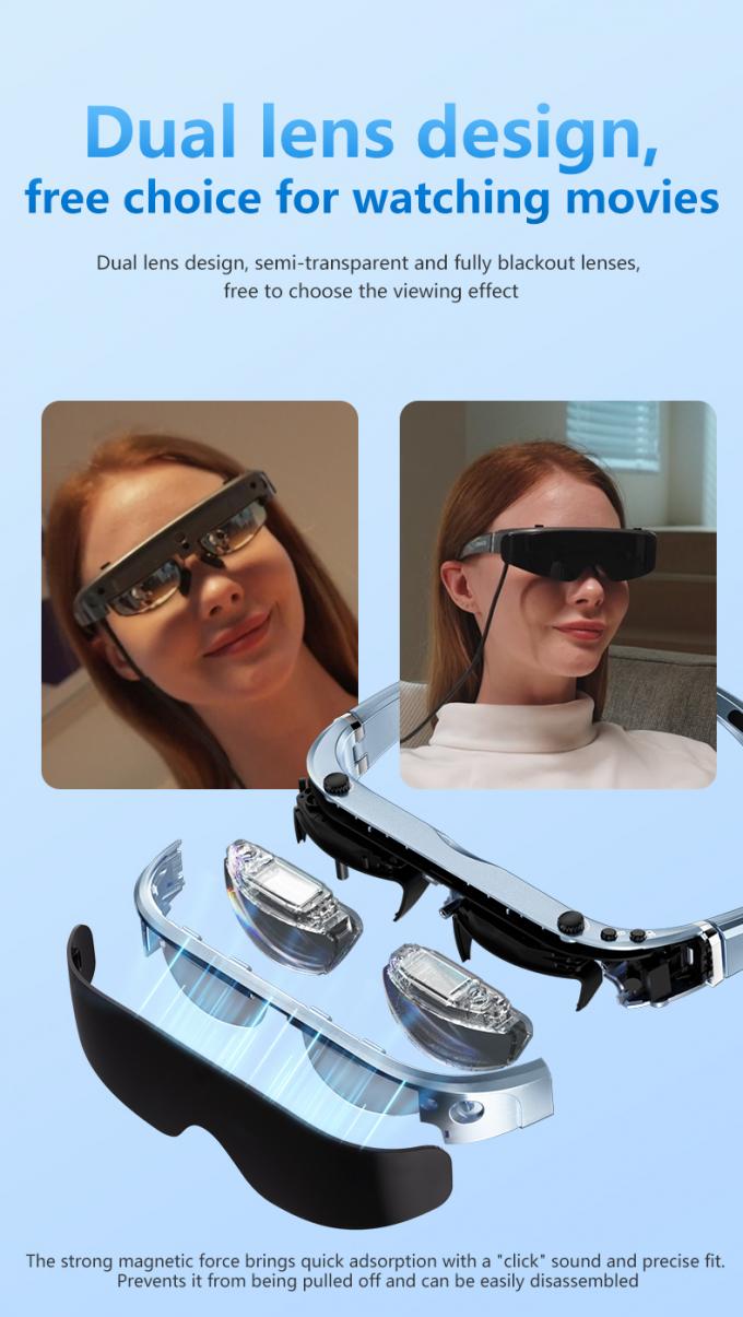 43° FOV OLED AR Head Mounted Display USB-C & HDMI 3D AR Smart Glasses